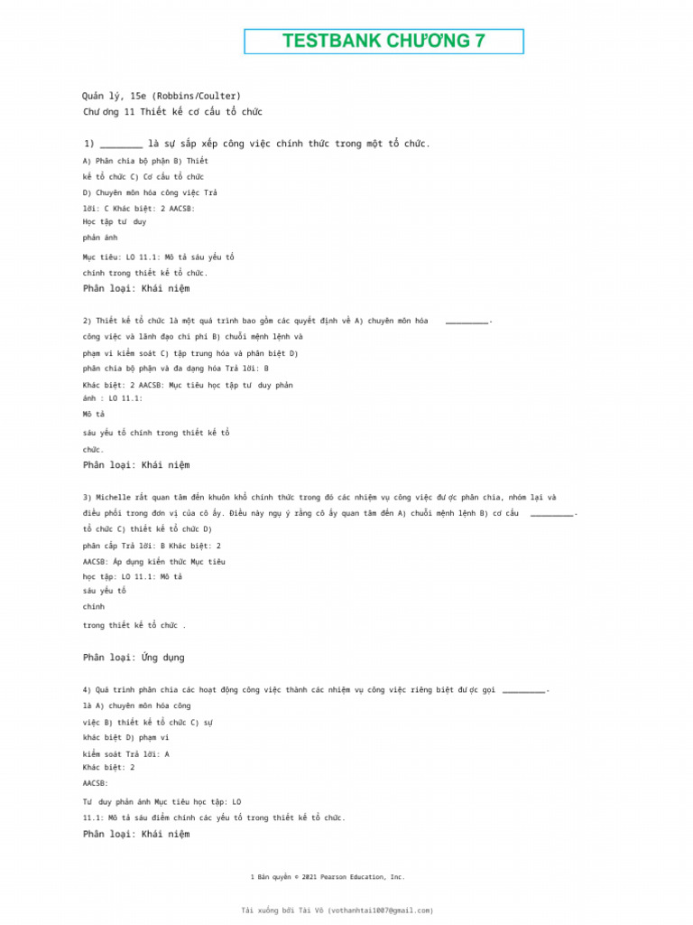 Chapter 7 - Testbank - Eng | PDF