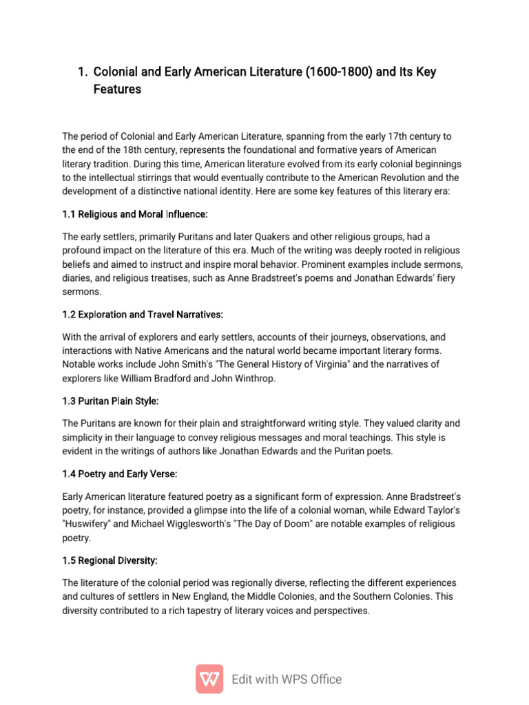 Introduction and Movements in American Literature | PDF ...