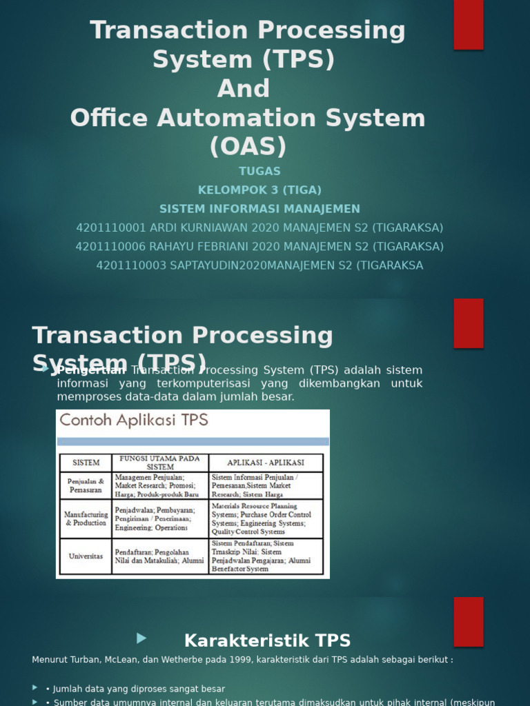 Transaction Processing System (TPS) | PDF