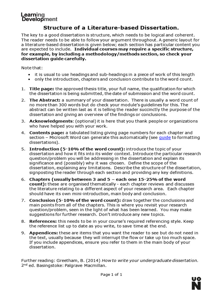 Structure of Literature-Based Dissertation | PDF | Thesis