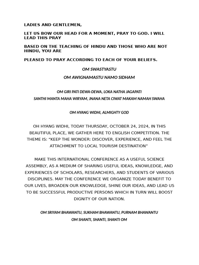 Naskah Doa English Competition | PDF