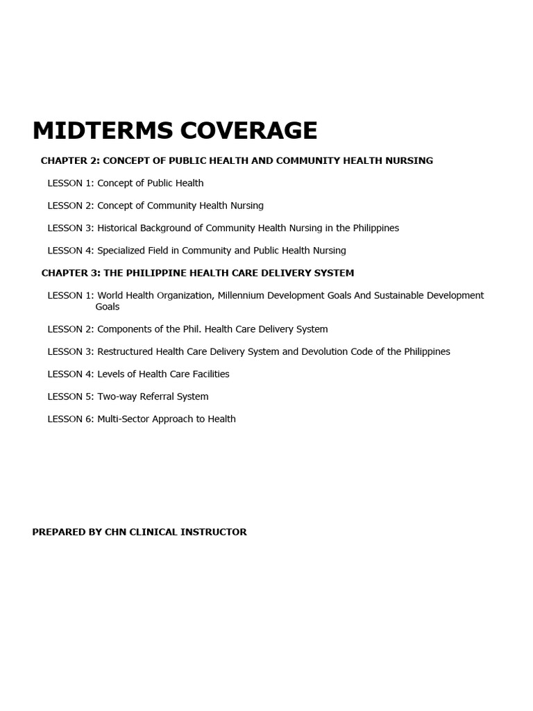 CHN 1 Midterm Coverage | PDF