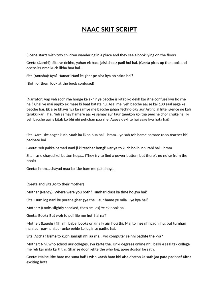 Naac Skit Script | PDF
