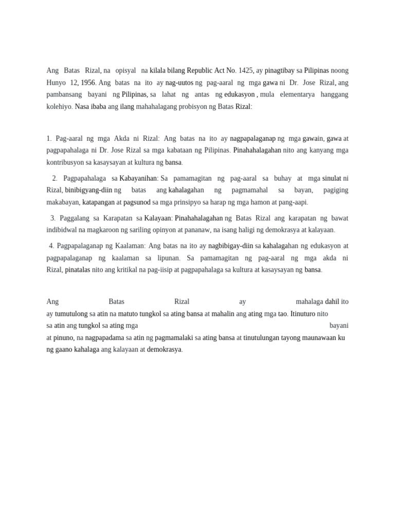 Batas Rizal | PDF