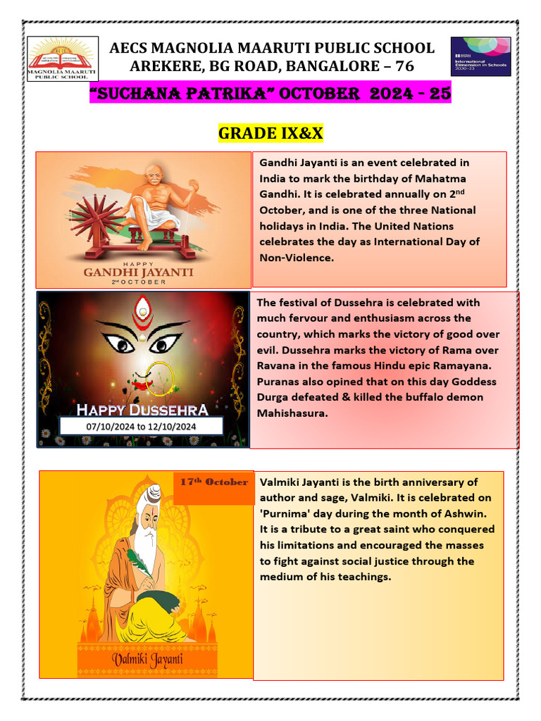 October News Letter Grade Ix & X 2024-25 | PDF