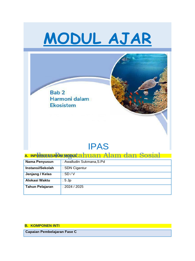 Modul Ajar IPAS Kelas 5 - BAB 2 | PDF