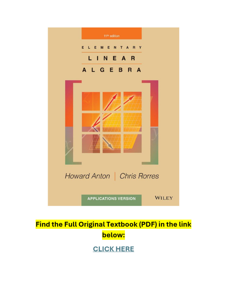 Elementary Linear Algebra, Applications Version 11th Edition pdf | PDF Elementary Linear Algebra, Applications Version 11th Edition pdf | PDF