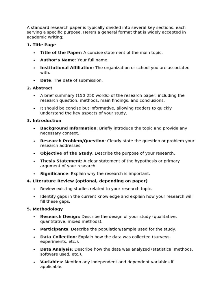 Format of A Research Paper | PDF