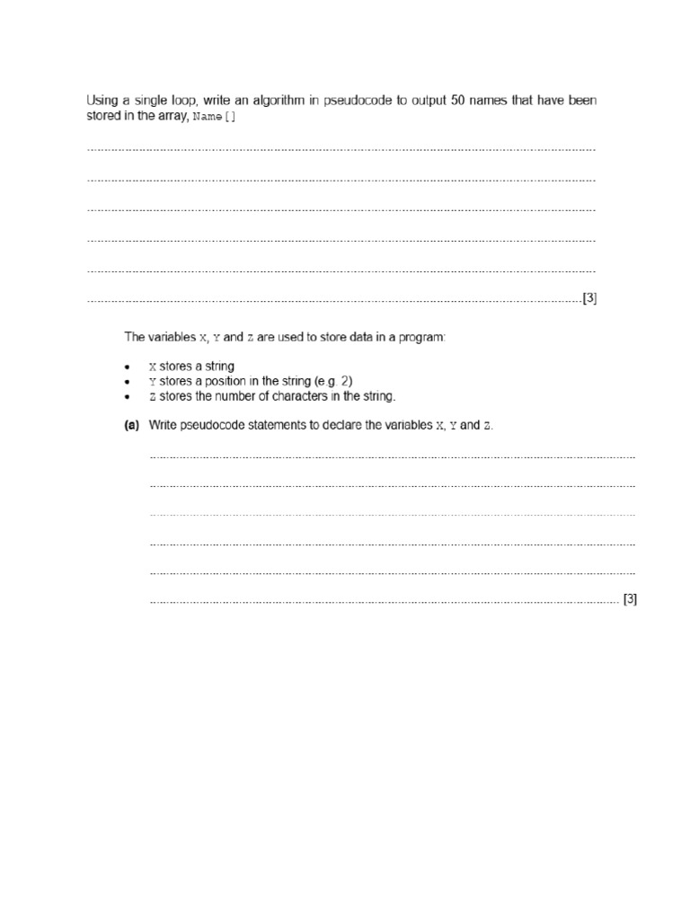Programming Worksheet | PDF