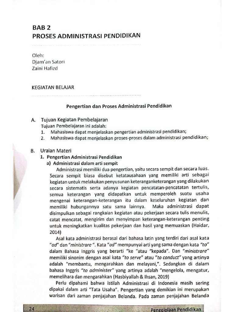 Bab 2 Proses Administrasi Pendidikan | PDF