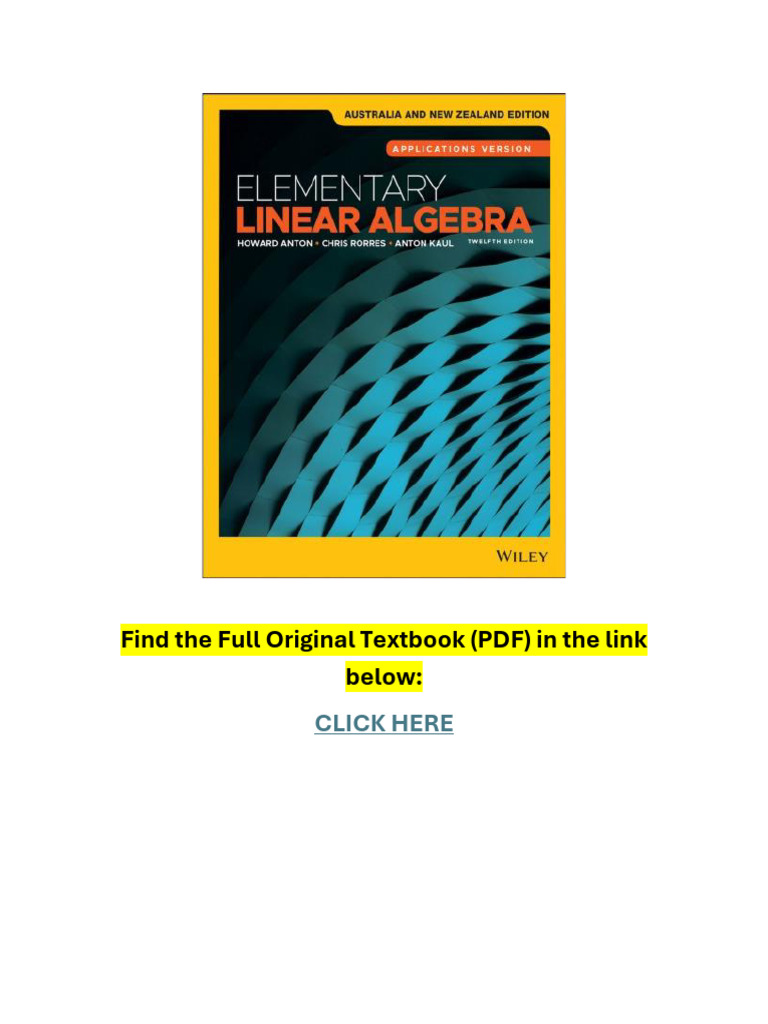 Elementary Linear Algebra Applications Version 12th Edition PDF | PDF | Matrix (Mathematics ...
