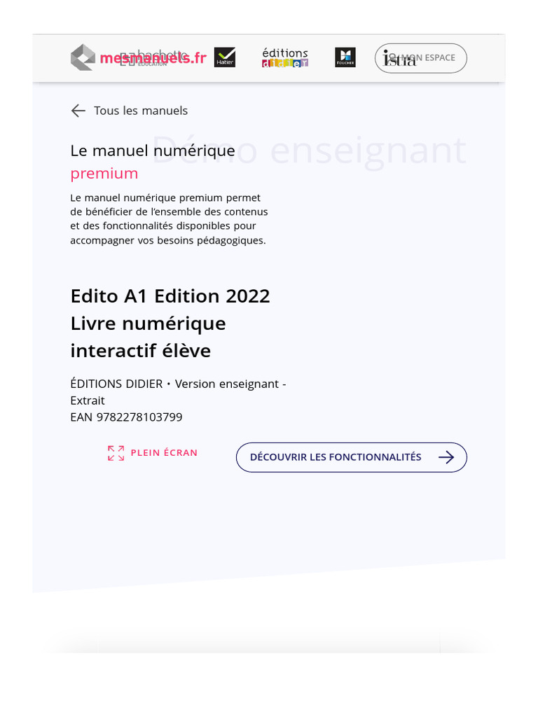 Version Enseignant - Extrait - Edito A1 Edition 2022 Livre Numérique Interactif Élève Des ...