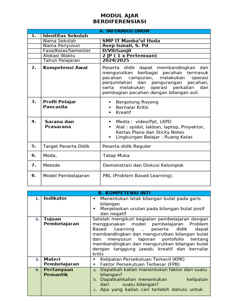 Modul Ajar PPG | PDF