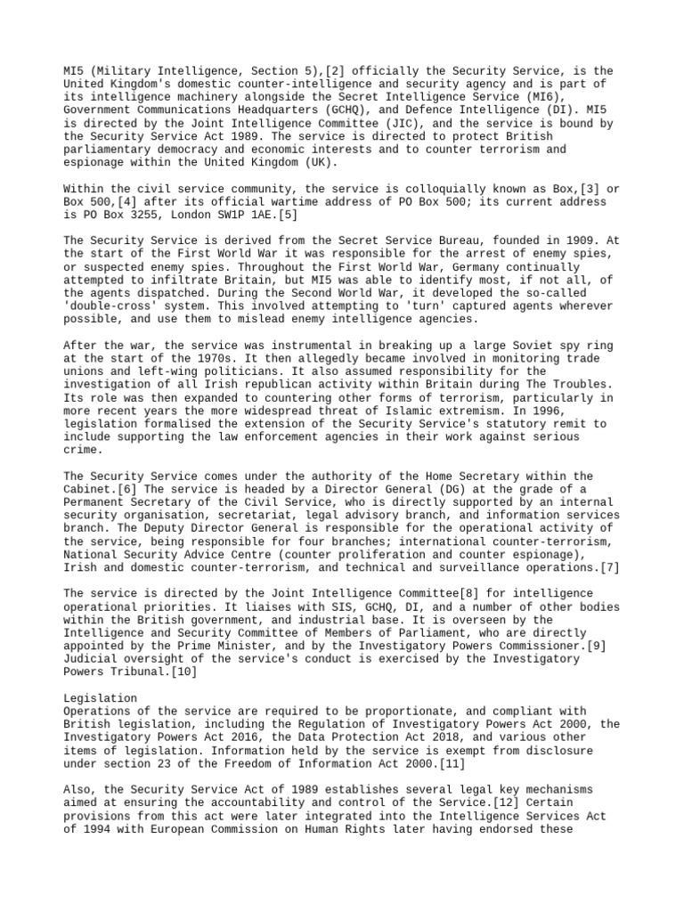 MI5 | PDF