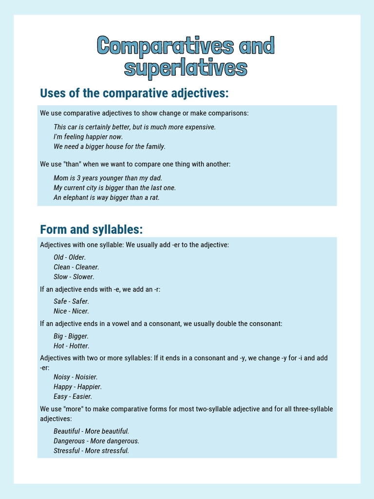 Comparatives and Superlatives | PDF