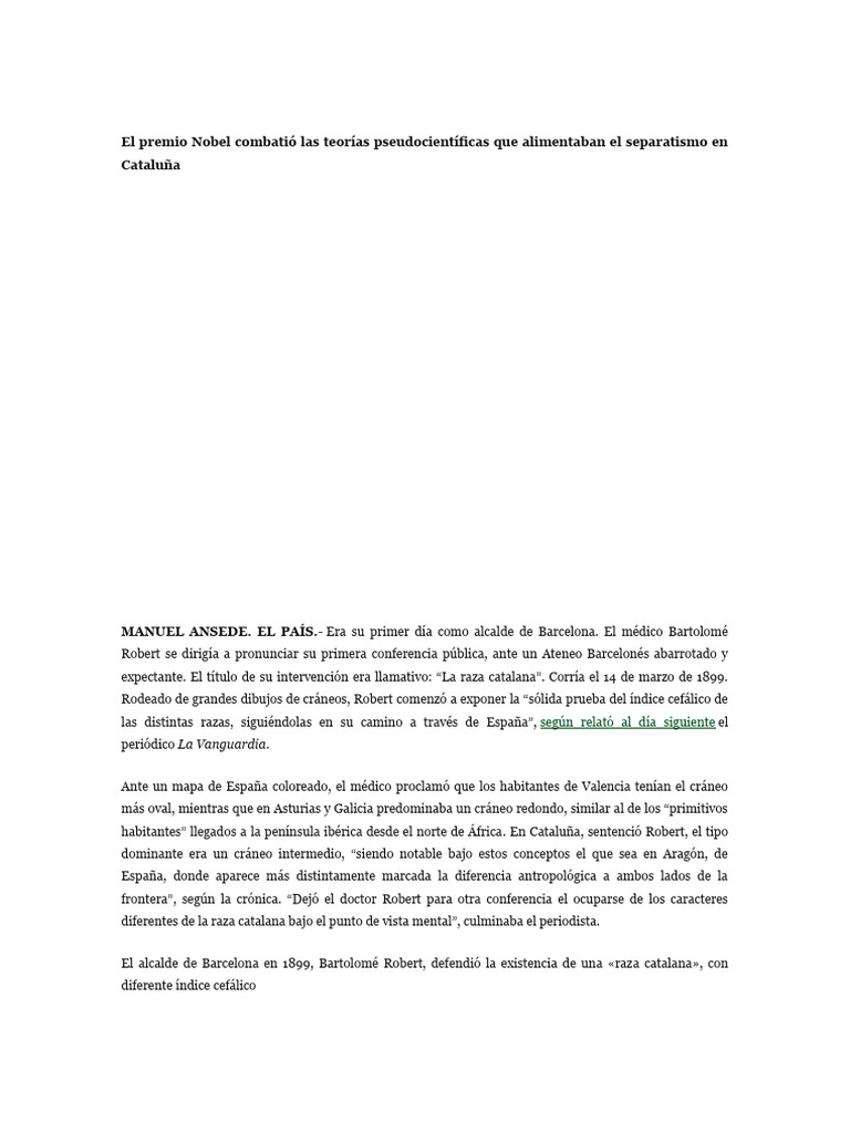 Cajal y El Cráneo Catalán | PDF