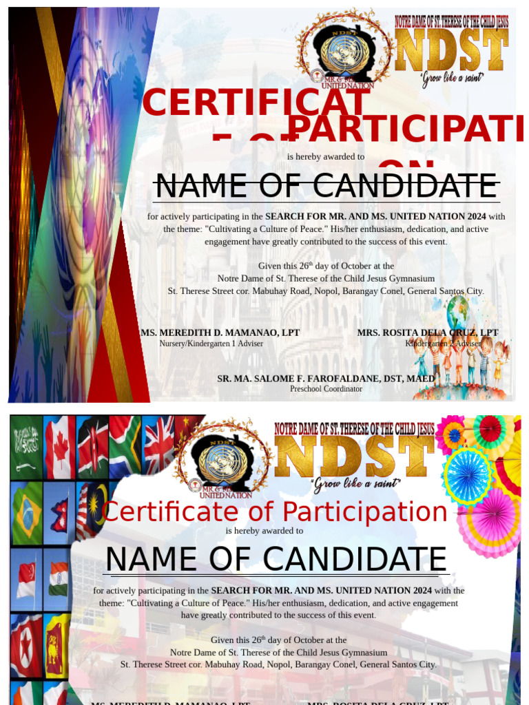 Un Pageant Certificate | PDF
