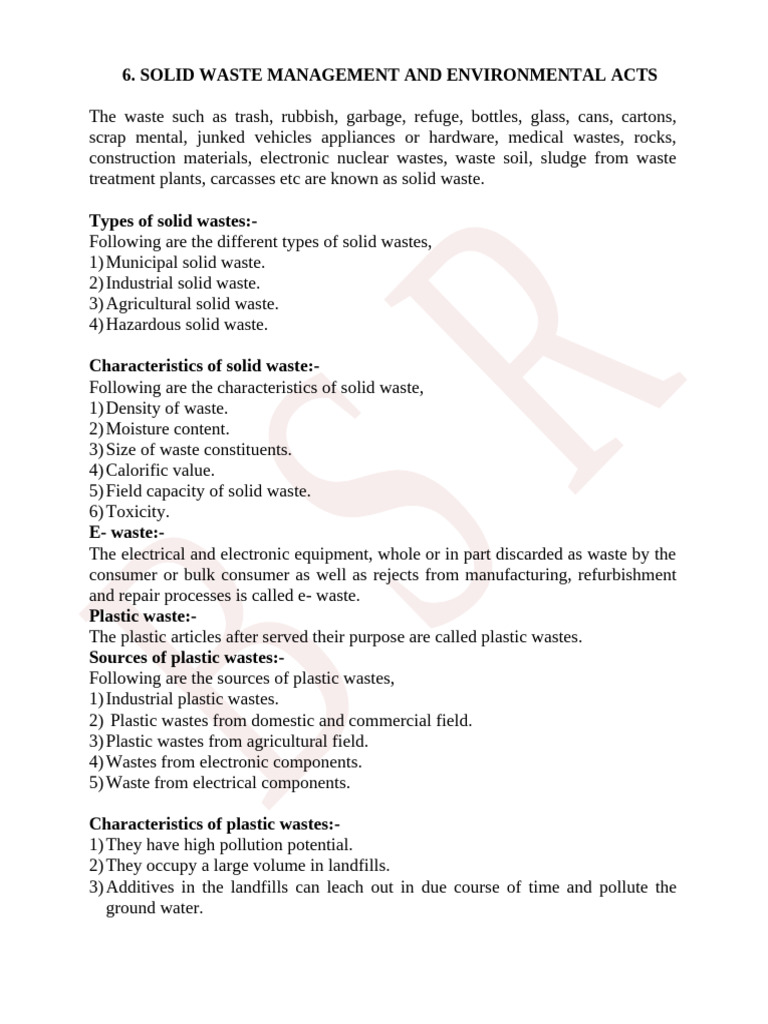 Solid Waste Management and Environmental Acts | PDF