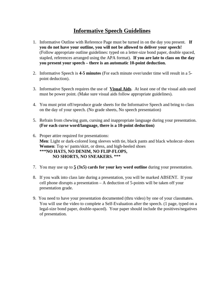 Informative Speech Guidelines Pdf