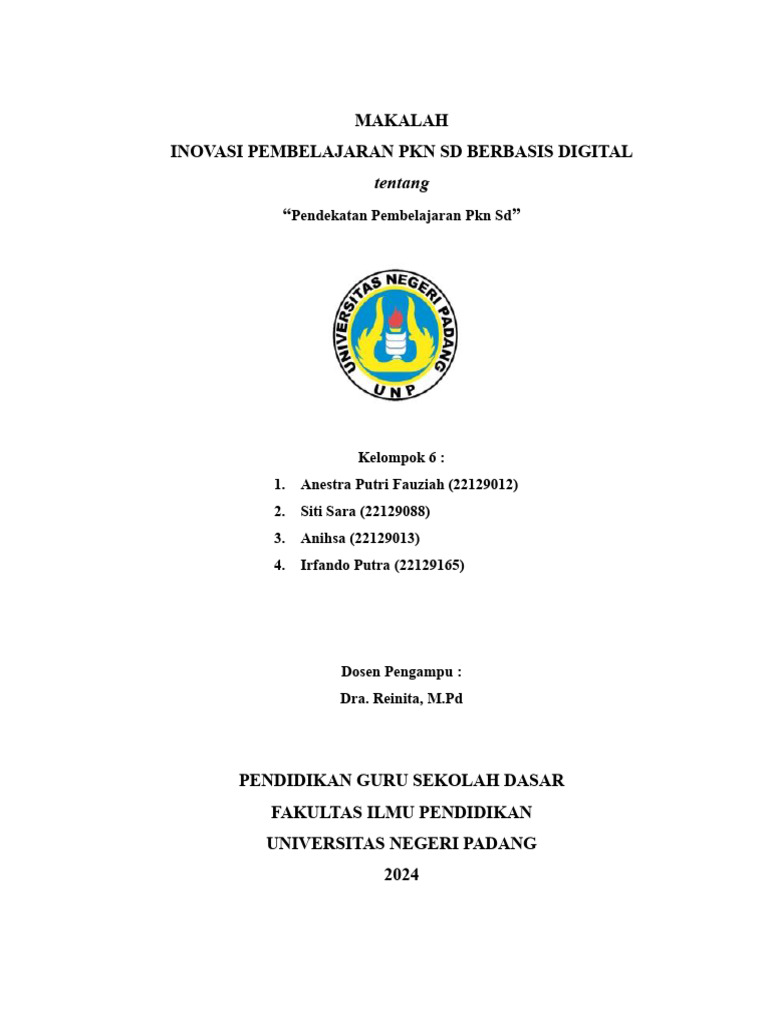 Makalah Kel 6 - Inovasi PKN SD Berbasis Digital | PDF | Kesehatan Holistik