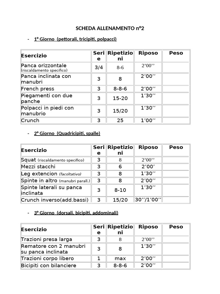 Scheda Allenamento 2 | PDF