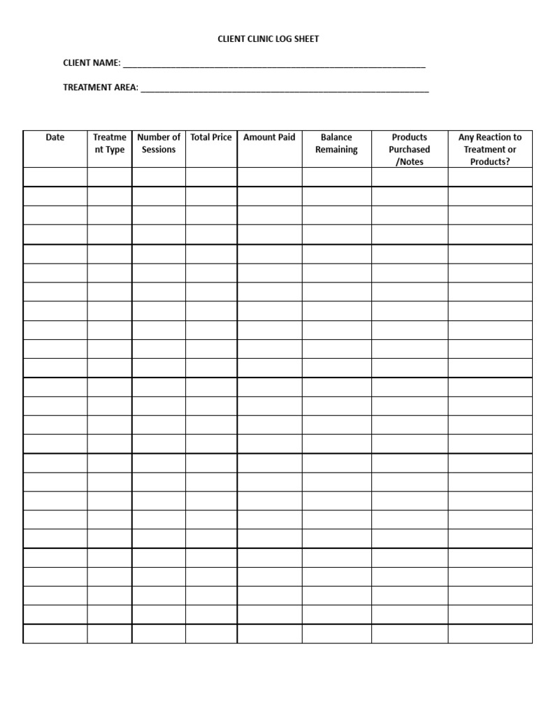 Clients+Clinic+Log+Sheet.docx | PDF