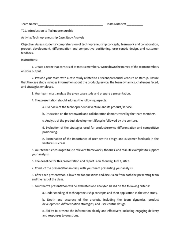 T01 Introduction To Technopreneurship Activity | PDF