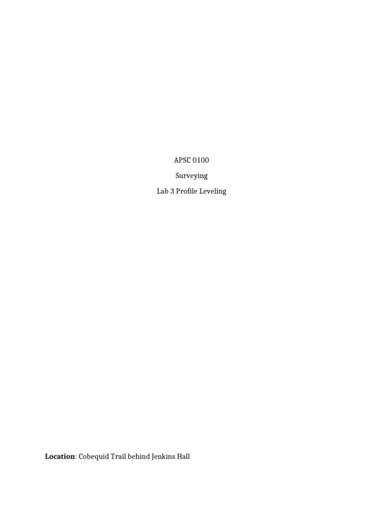 Surveying - Lab 3 (Profile Leveling) | PDF