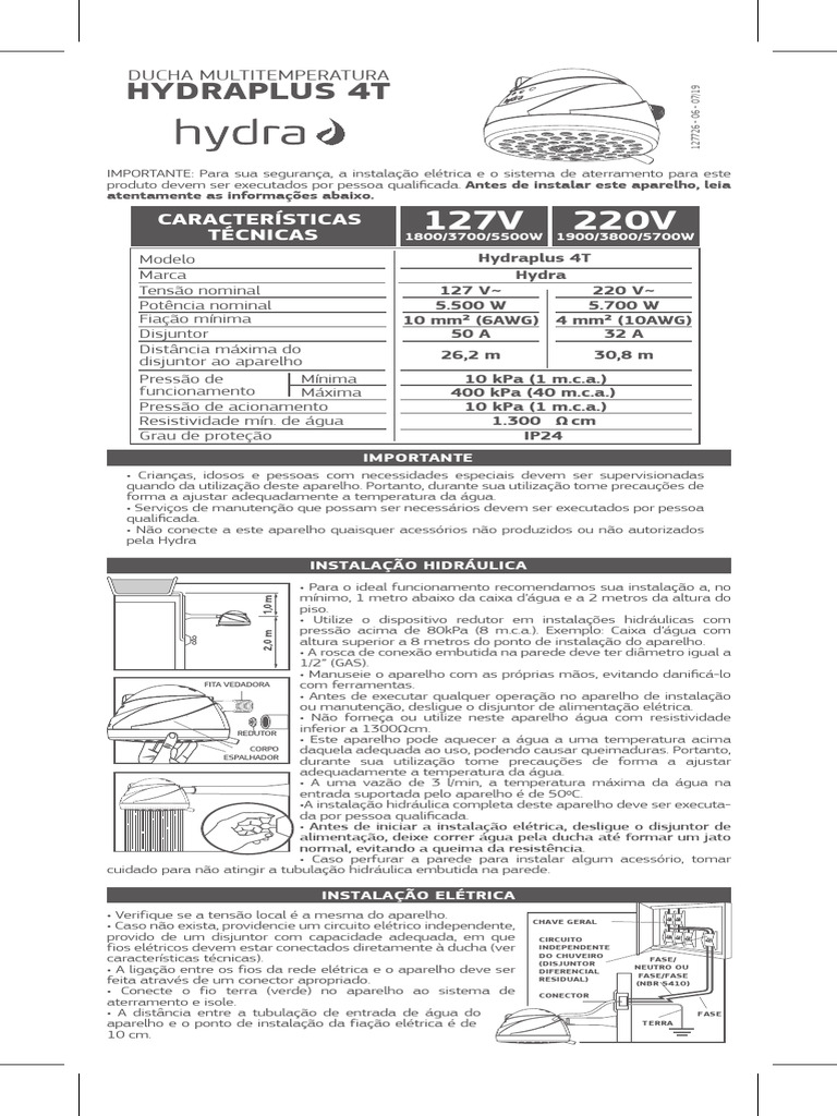 manual-ducha-hydraplus-v6 | PDF