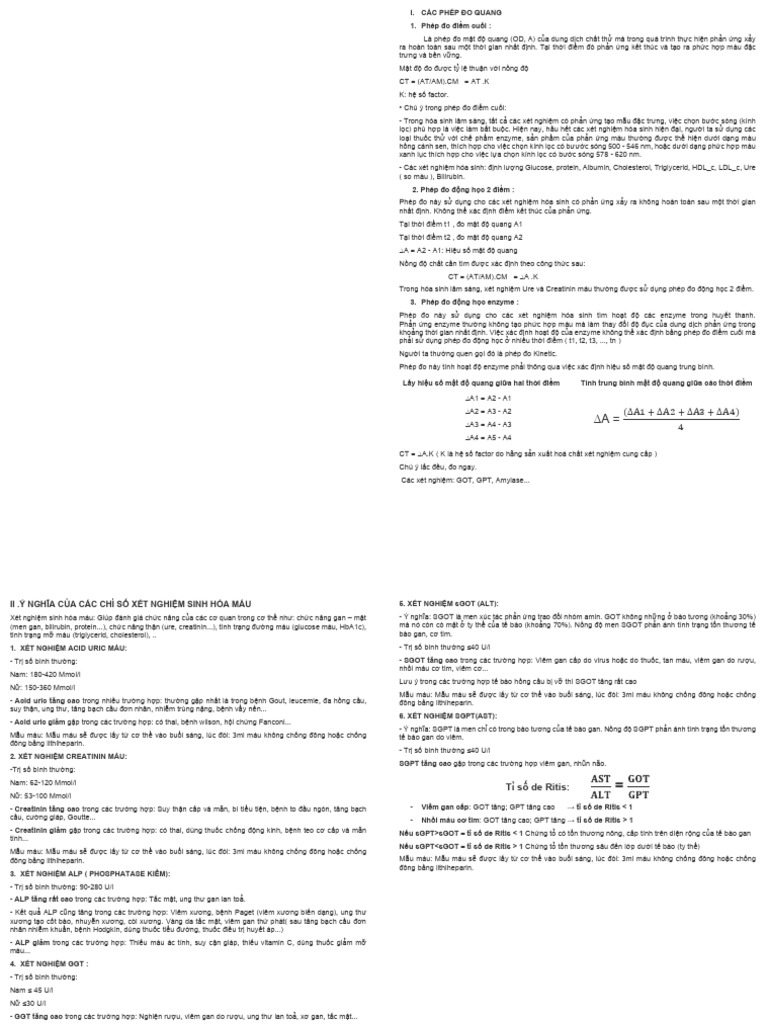 Note - A. Nu Và CH C Năng Các Cơ Quan - TT Hóa Sinh - Ver.2 | PDF