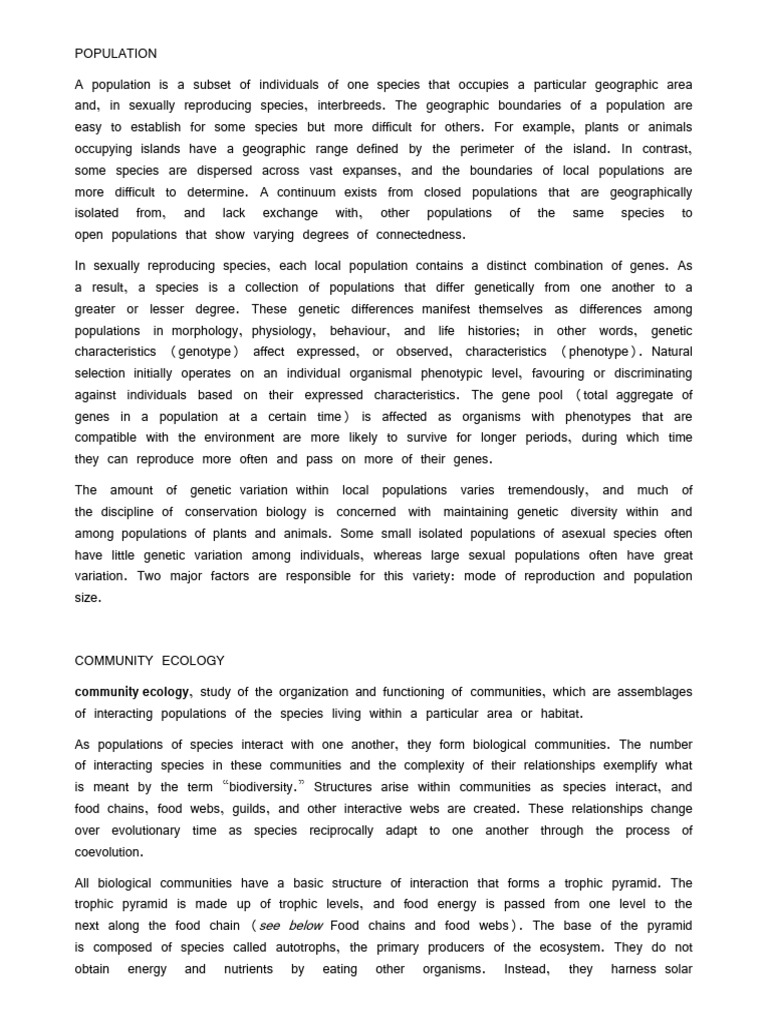 Population and Community Ecology | PDF | Food Web | Science & Mathematics
