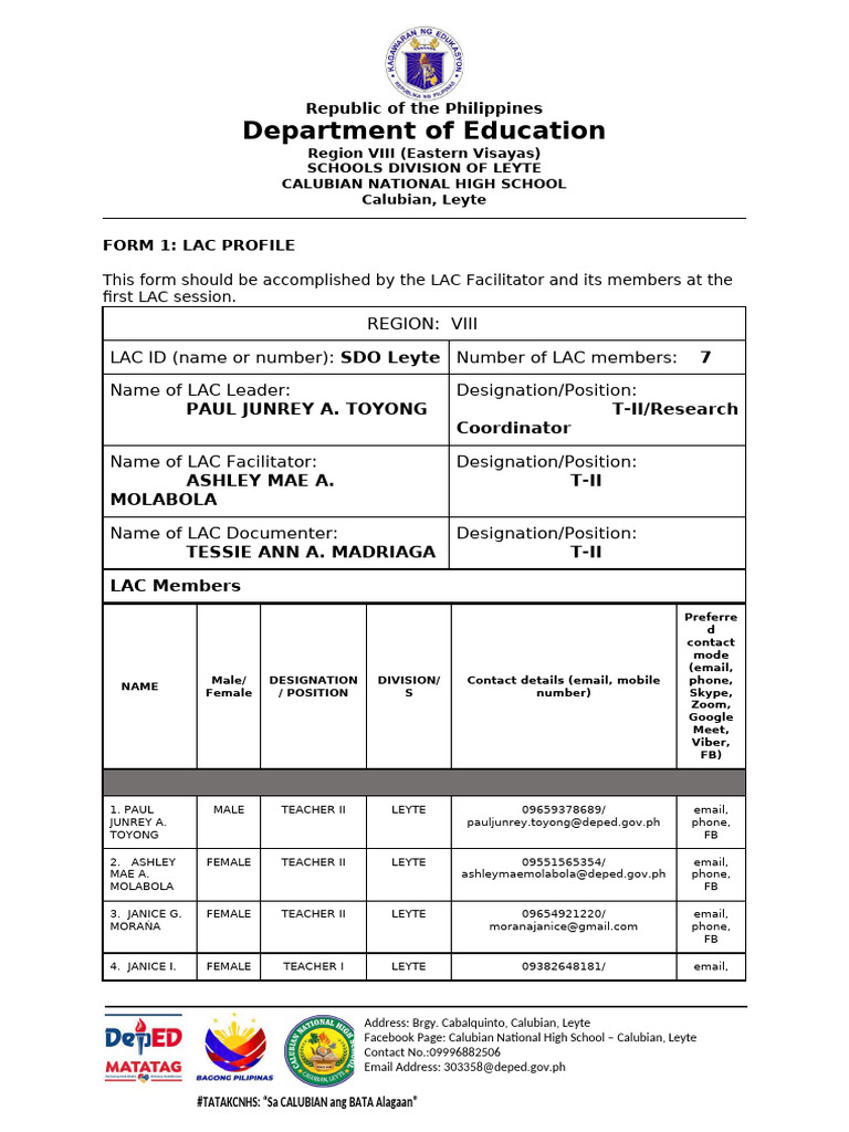 LAC Form 1 Profile | PDF