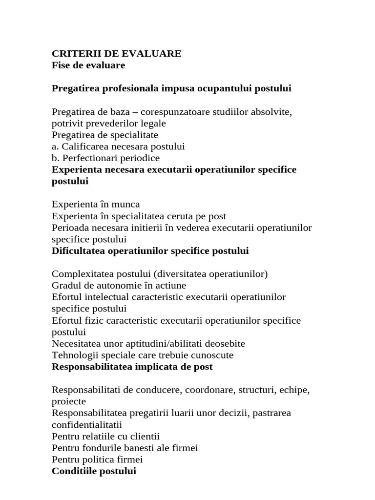 criterii de evaluare | PDF