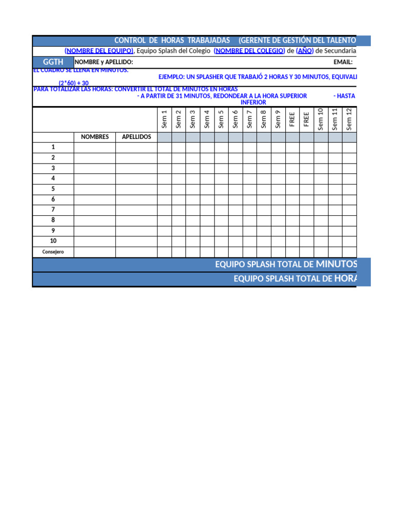 Ficha Ggth Control Horas Trabajadas | PDF
