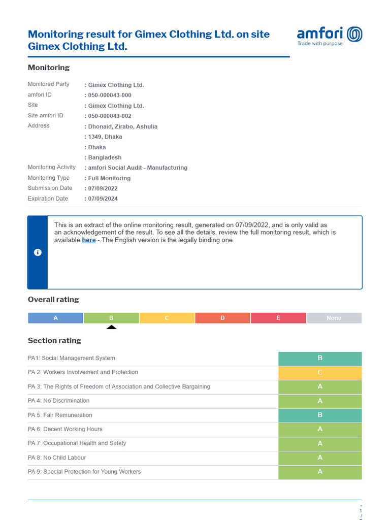 BSCI Audit Report -2022 | PDF