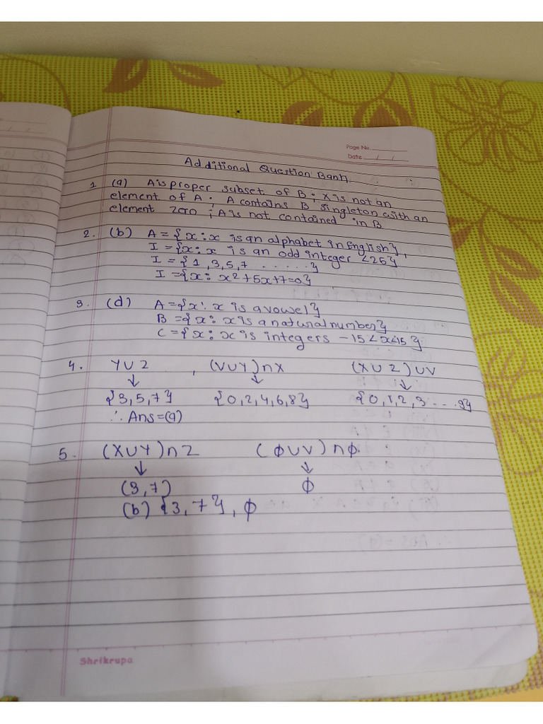 Sets Additional Question Bank | PDF