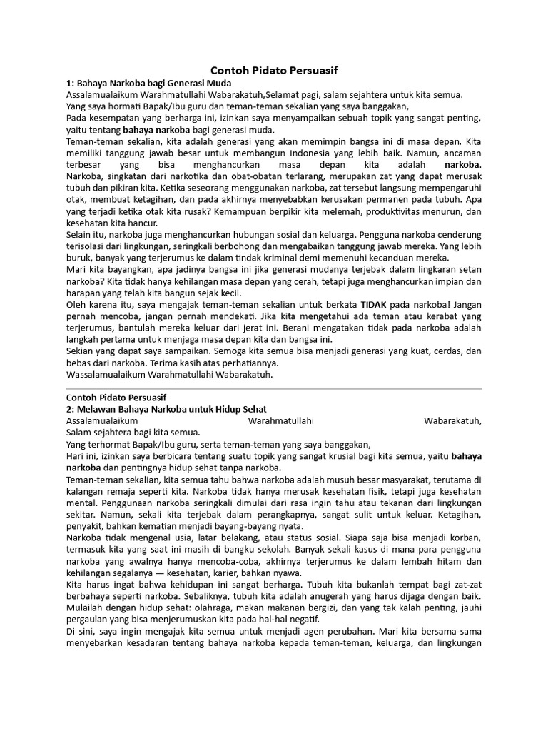 Contoh Pidato Persuasif | PDF