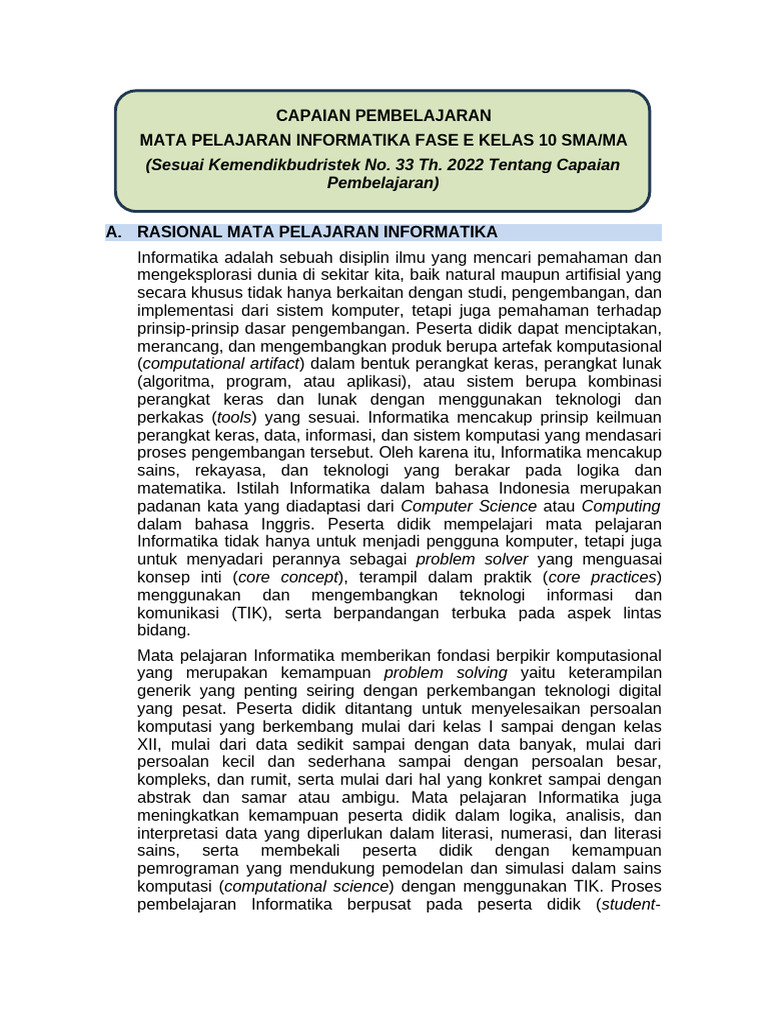 CP Fase E - Informatika | PDF