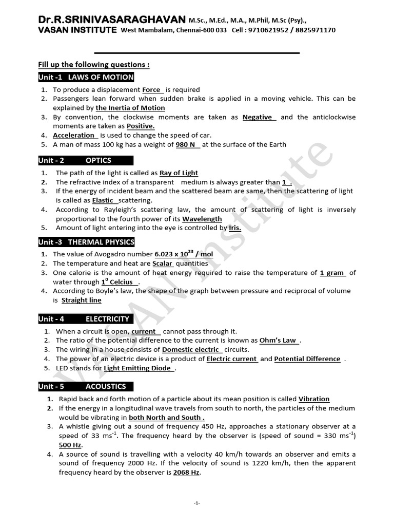 10th Science Book Back 1 Mark Questions With Answer English Medium PDF ...