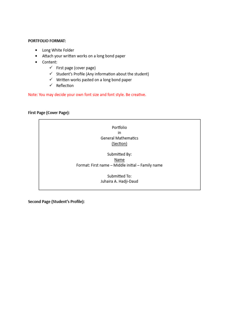 Portfolio Format | PDF