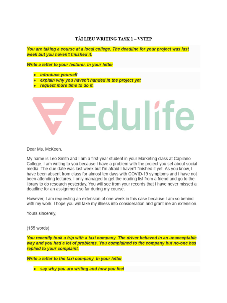 Tài Liệu Vstep - Writing Task 1 | PDF