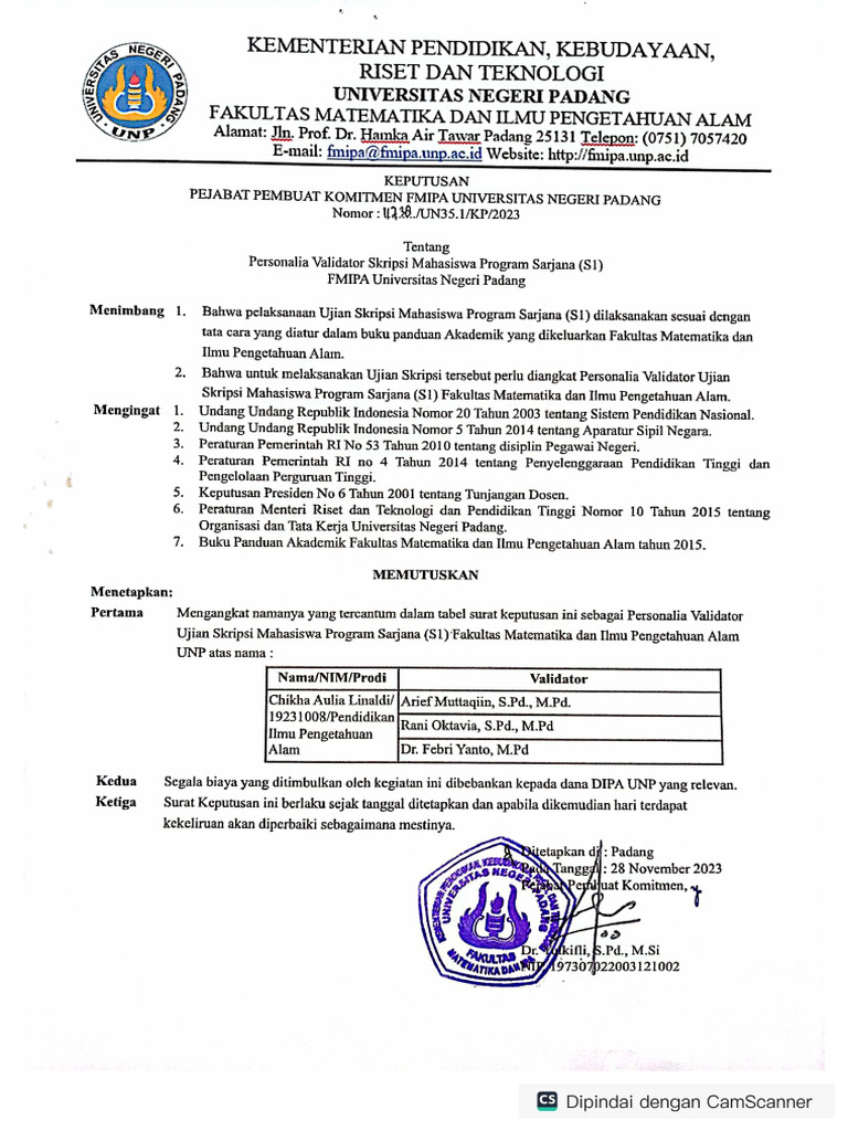 Chikha Aulia Linaldi (19231008) SK Validator | PDF