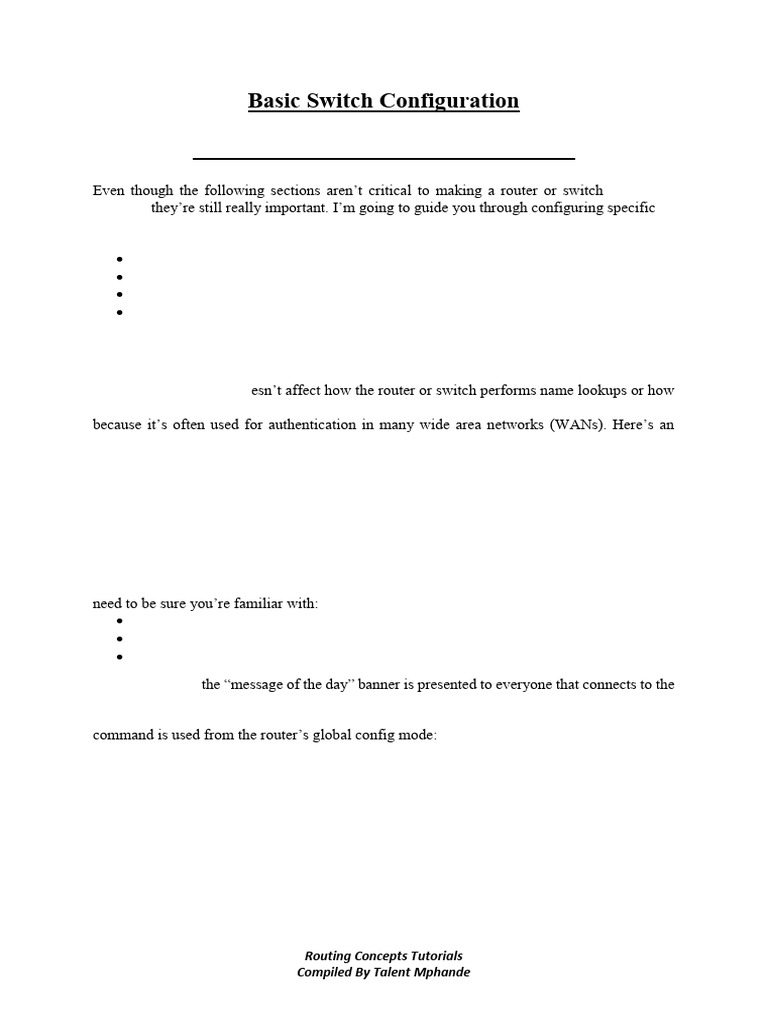 Basic Switch Configuration 1 Copy Pdf