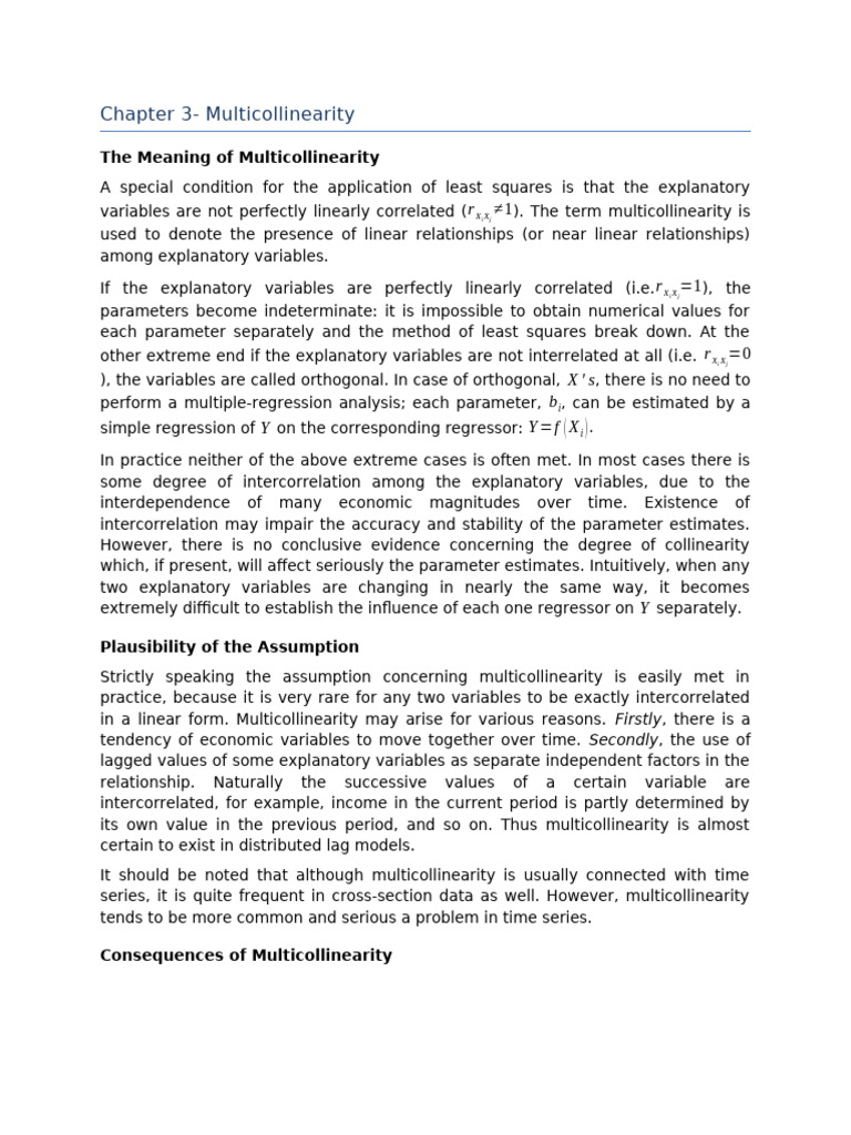 Chapter 3 - Multicollinearity | PDF