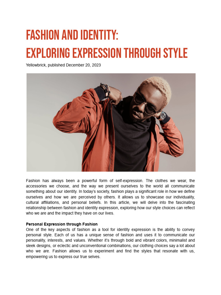 Fashion and Identity - Exploring Expression Through Style | PDF