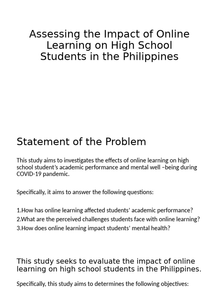 Statement of the Problem | PDF