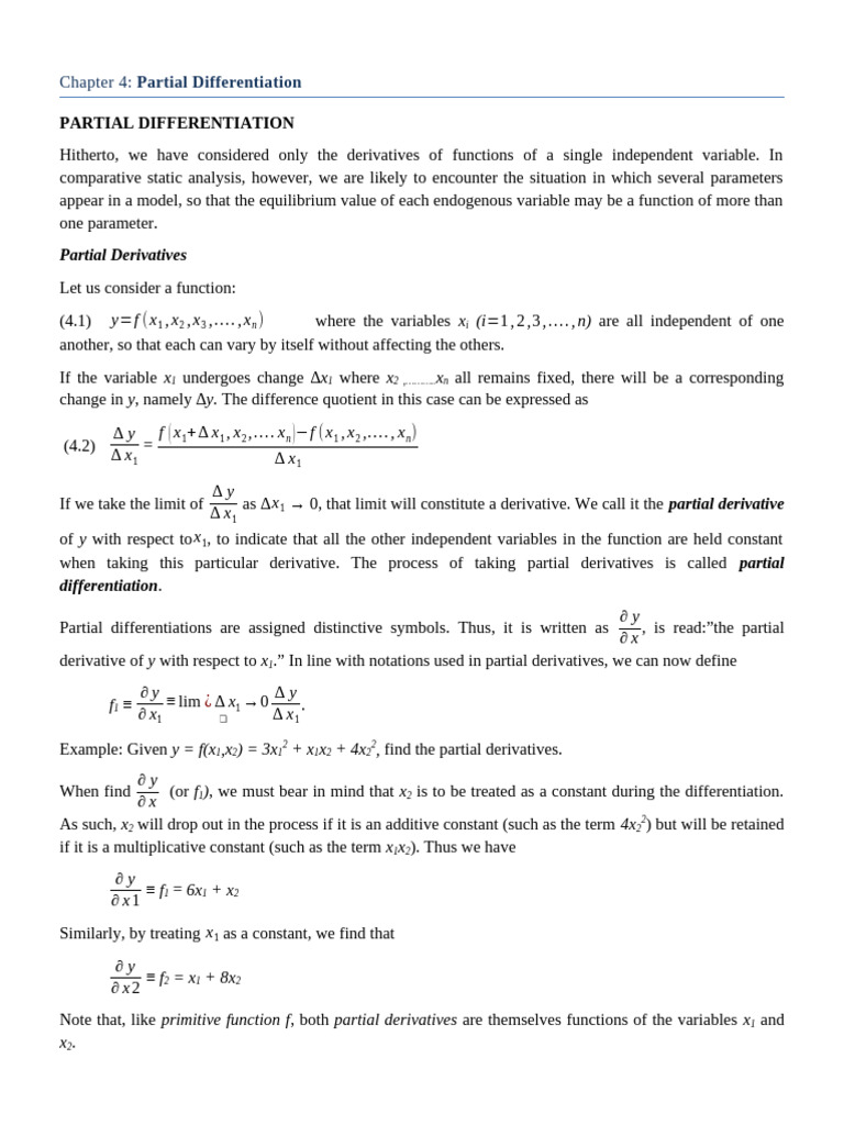 Chapter 4 Partial Differentiation and Derivatives of The Exponential ...