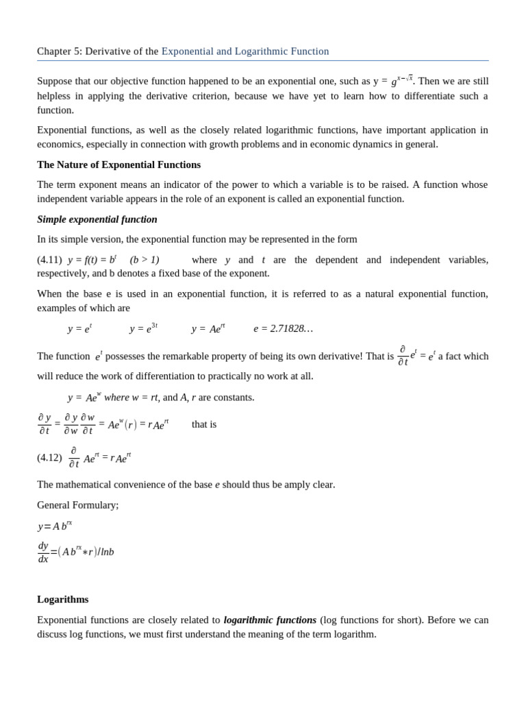 Chapter 5 Exponential and Log Functions | PDF | Logarithm | Exponential Function