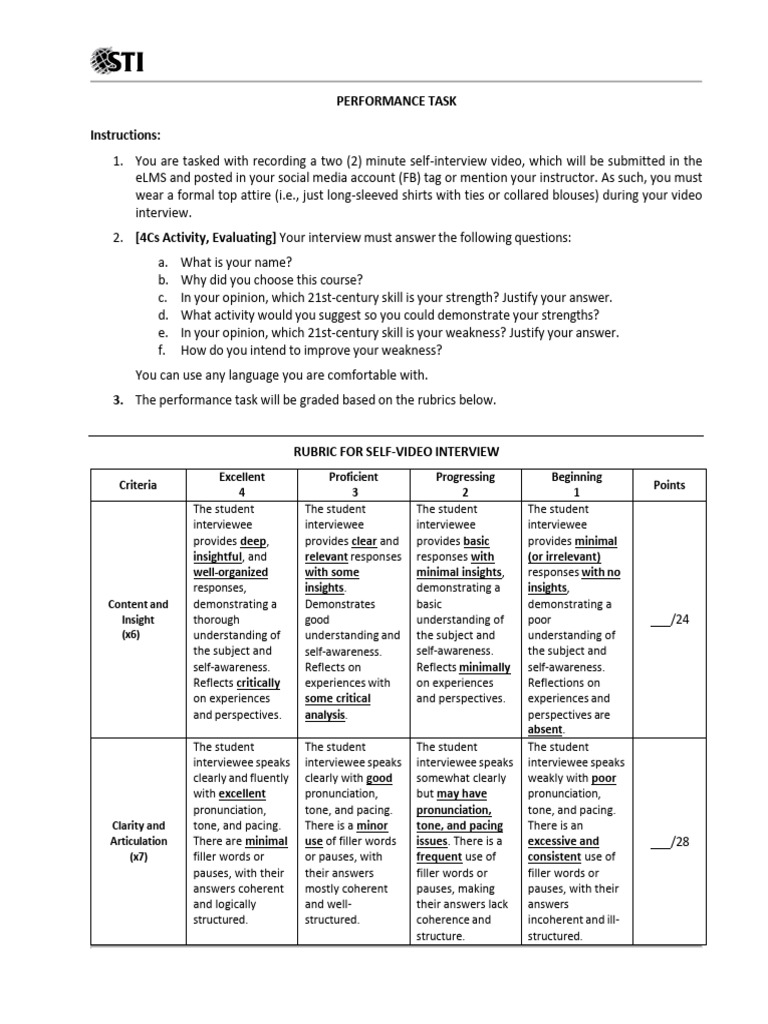 01 Performance Task 1 | PDF