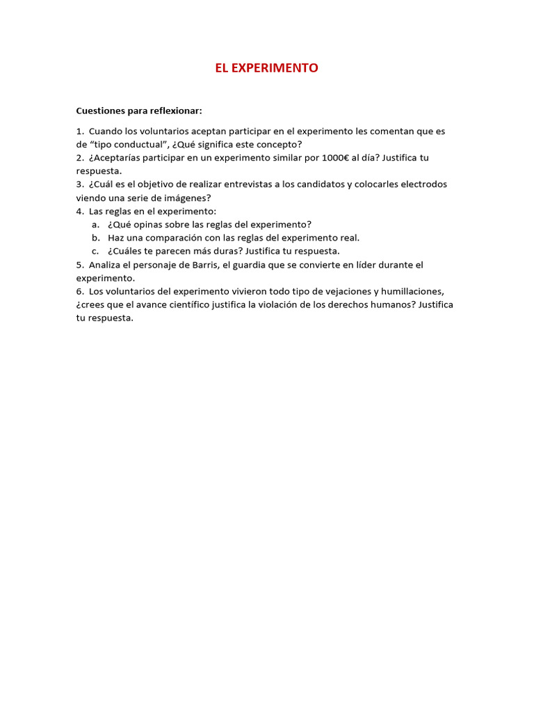 El Experimento | PDF